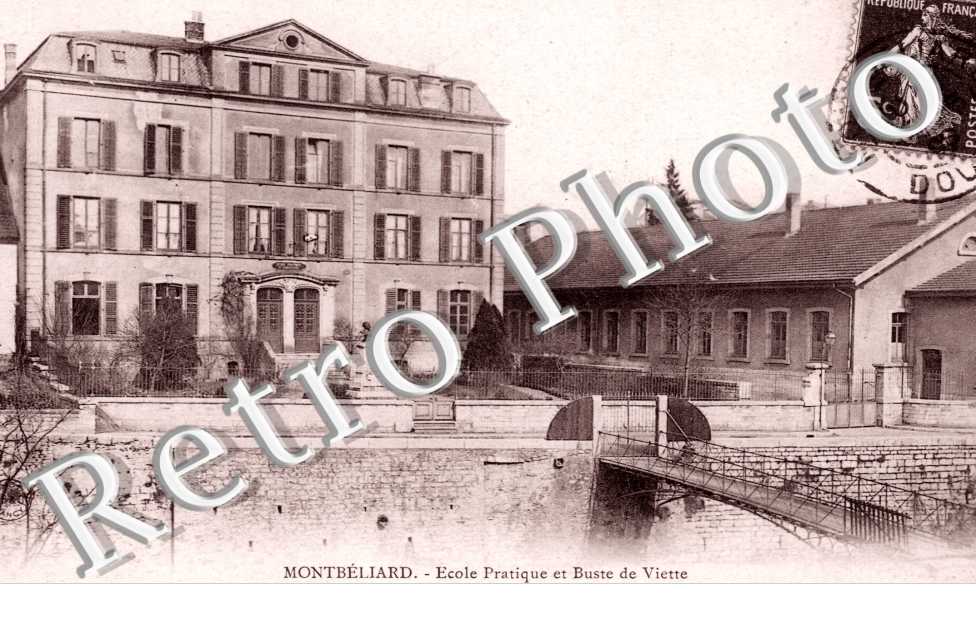 photo ancienne village Ecole pratique et Buste de Viette 25 MONTBELIARD