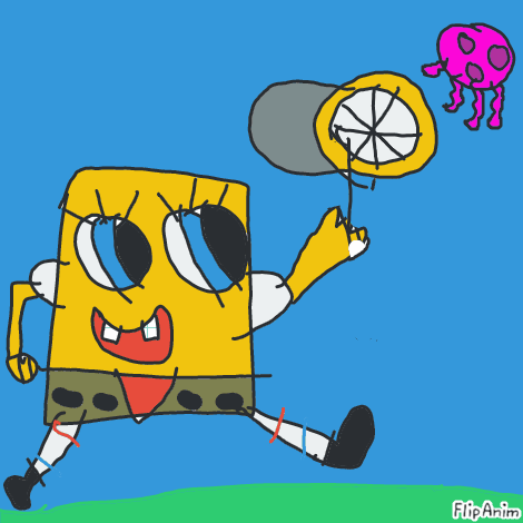 Spongebob catching a jellyfish - FlipAnim