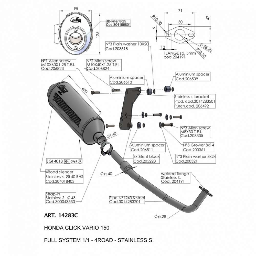 4ROAD CARBON LINE for Honda Vario 150 2018 - 2020 | LeoVince