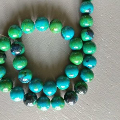 Lot de 10 perles de chrysocolle rondes en pierre naturelle 12 mm. - Un ...