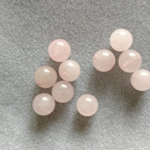 Lot de 10 perles de quartz rose rondes en pierre naturelle 10 mm. - Un ...