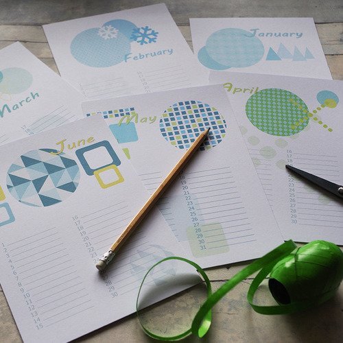 Calendrier perpétuel avec motifs scandinaves, calendrier permanent - Un ...