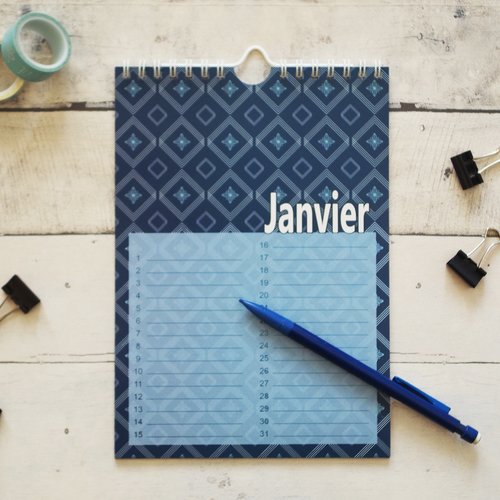 Calendrier des anniversaires format a5, motif géométrique - Un grand marché