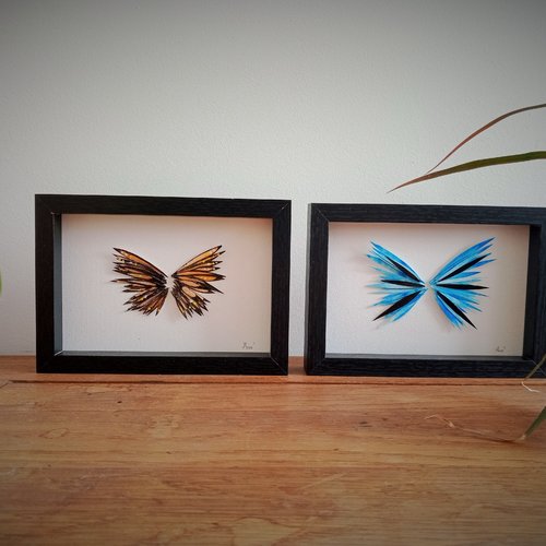Cadre "papillon morpho bleu" cadre collage papier, papillon bleu ...