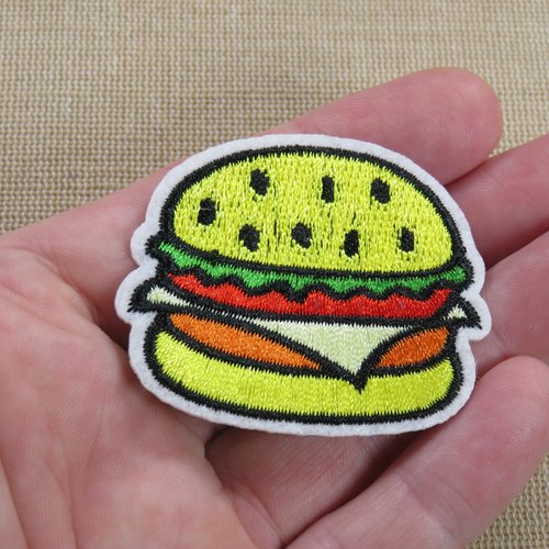 Patch hamburger écusson thermocollant 50mm pour vêtement - Un grand marché