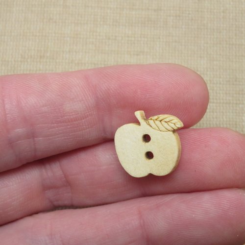 Boutons en bois pomme 15mm naturelle bouton de couture - lot de 10 - Un ...
