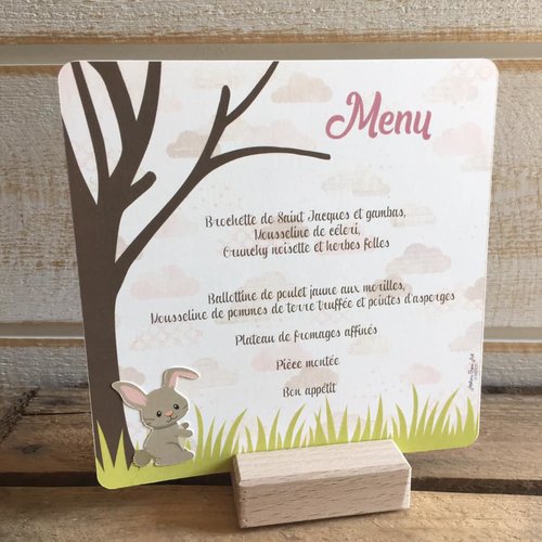 Menu thème animaux de la forêt renard - raton - biche - lapin ...