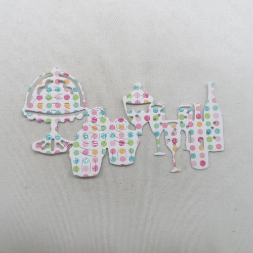 N°610 d'une "frise" buffet gâteaux verres bouteilles en papier fond ...