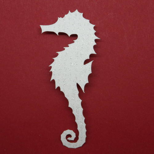 N°222 hippocampe poisson en papier tapisserie blanc à paillette ...