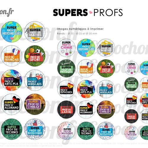 Supers profs ☆ 45 images digitales rondes 30 25 et 20 mm super prof ...