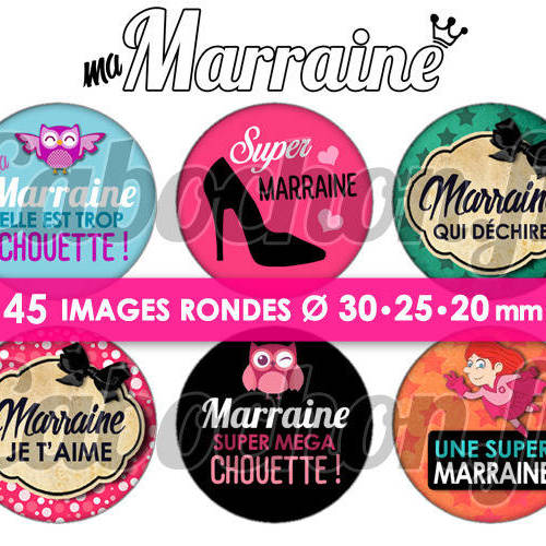 Ma marraine ☆ 45 images digitales numériques rondes 30 25 et 20 mm page ...