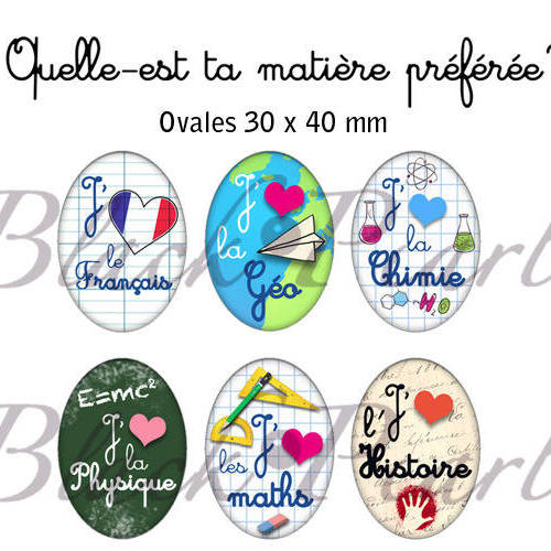 ° quelle-est ta matière préférée ? ° - page digitale pour cabochons à ...