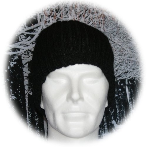 Bonnet homme style docker noir en alpaga - Un grand marché