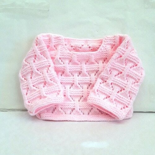 Pull , cardigan , rose , fille , bébé , 0 a 3 mois , tricot, acrylique ...