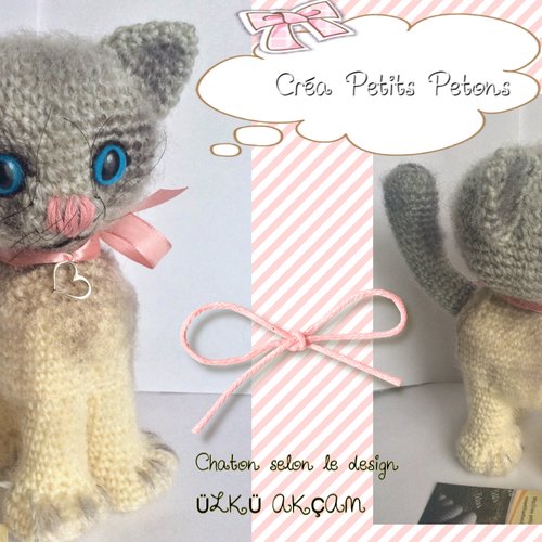 Sur commande chaton yeux bleus en crochet - Un grand marché