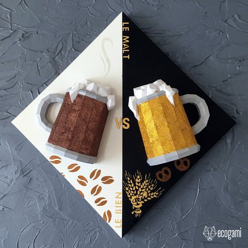 Chopes de bière papercraft - Un grand marché