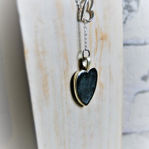 Collier lasso cœur noir argent chaîne coulissante pendentif st valentin ...