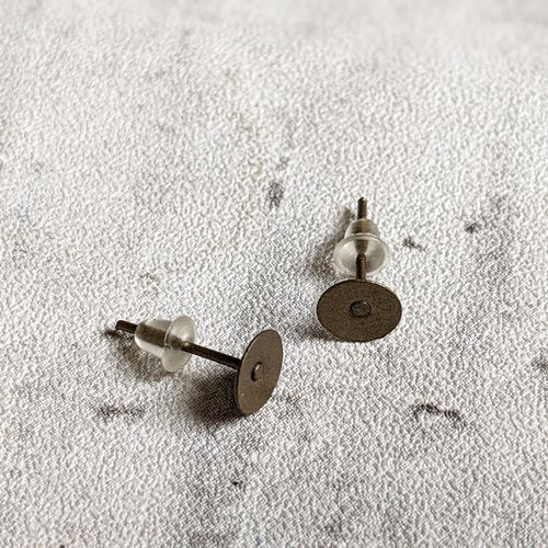 Supports puces d'oreilles métal bronze à coller avec embout caoutchouc ...