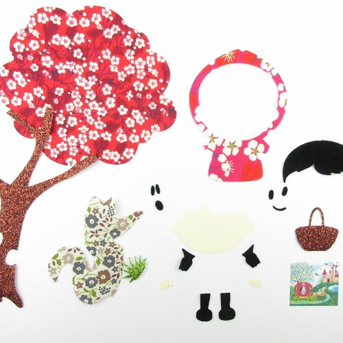 Appliqué thermocollant petit chaperon rouge en tissus liberty- flex ...