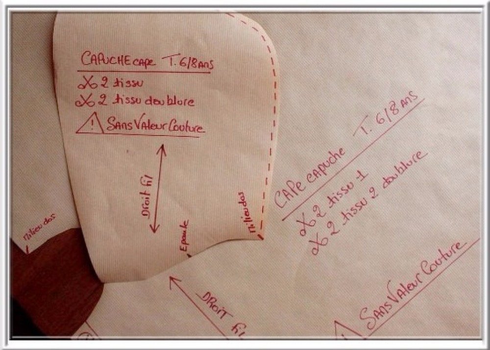 Patron cape avec capuche taille 2/3 ans - Un grand marché