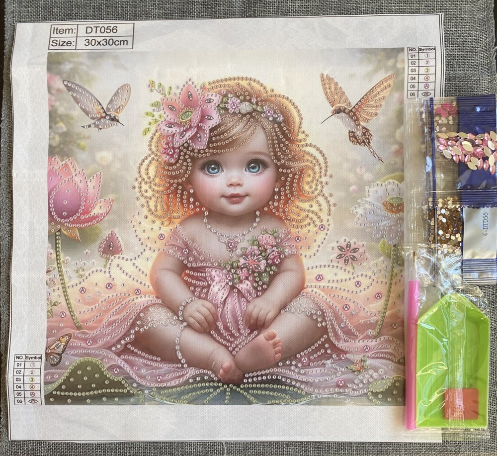 Kit diamond painting partiel à réaliser soi-même, format 30x30 cm, bébé ...