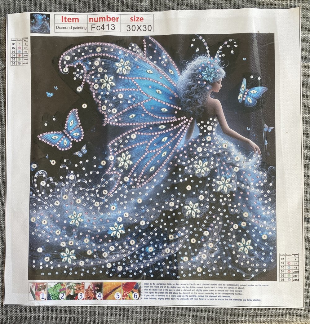 Kit diamond painting partiel à réaliser soi-même, format 30x30 cm, fée ...