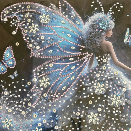 Kit diamond painting partiel à réaliser soi-même, format 30x30 cm, fée ...