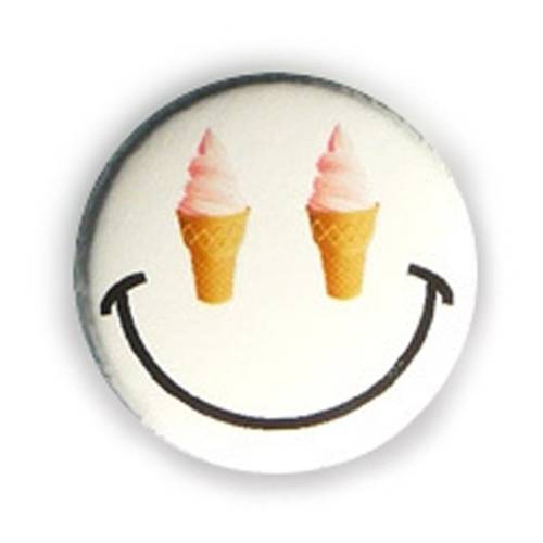 Badge emoticon sourire cornet glaces fraises eyes ø25mm badges pin - Un ...