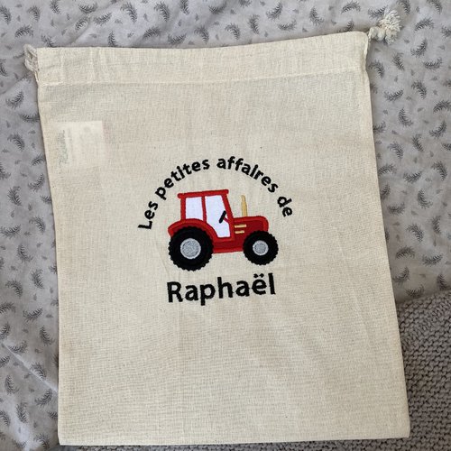 Pochon brodé et personnalisé au prénom de l’enfant 25x30cm modèle ...