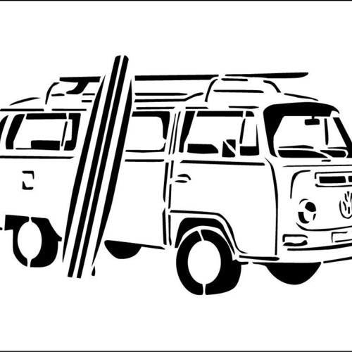 Pochoir de combi volkswagen avec planche de surf. pochoir combi (ref 86-3) - Un grand marché