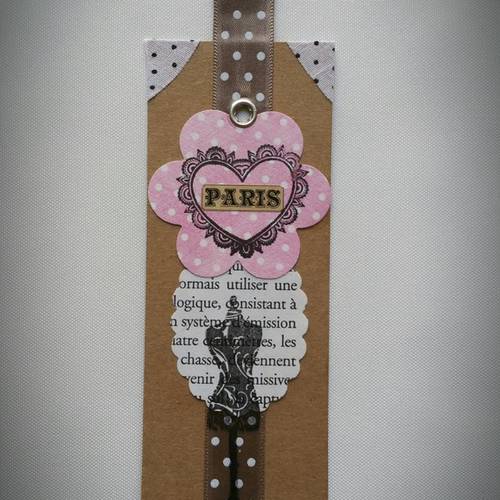 Signet marque-page scrap modèle 1 rose - Un grand marché