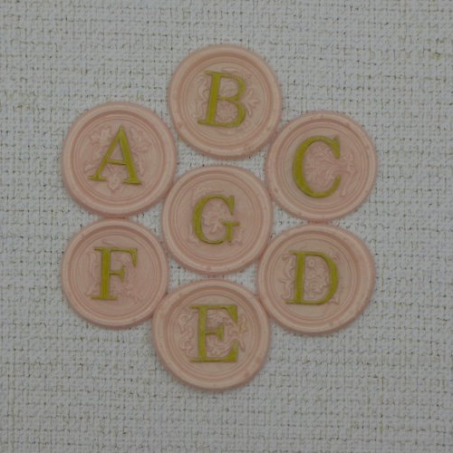 Embellissement monogramme cachet de cire synthétique rose nacré ...