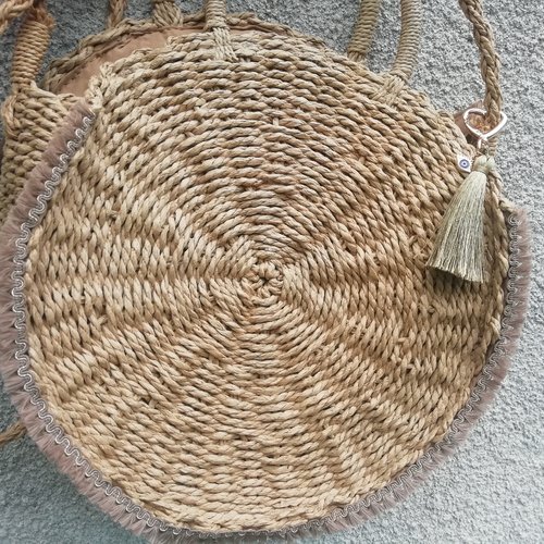 Sac panier rond en raphia, camel - Un grand marché