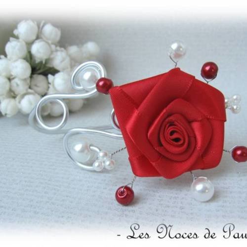 Bracelet mariage rouge et blanc rose anaïs 'les volutes' c - Un grand ...