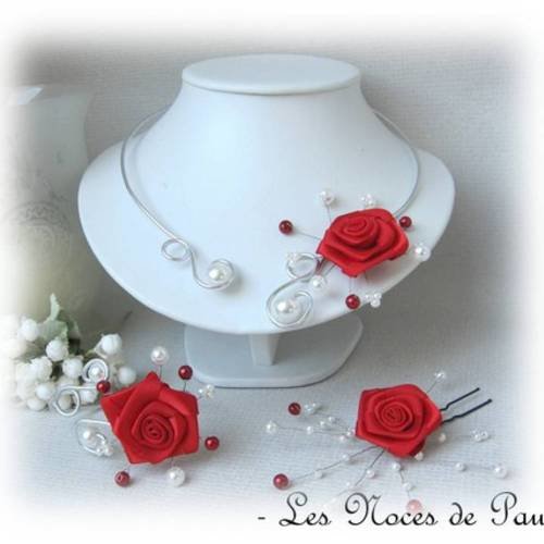 Bracelet mariage rouge et blanc rose anaïs 'les volutes' c - Un grand ...