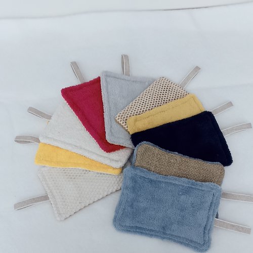 Eponge plate en tissu coton artisanale écologique lavable réutilisable ...