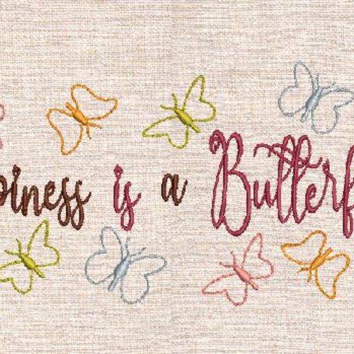 Motif papillon et citation pour broderie machine - Un grand marché