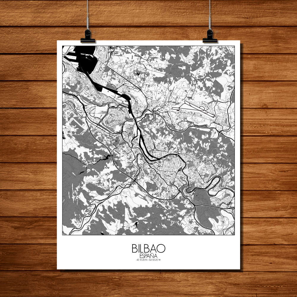 Poster carte de bilbao - Un grand marché