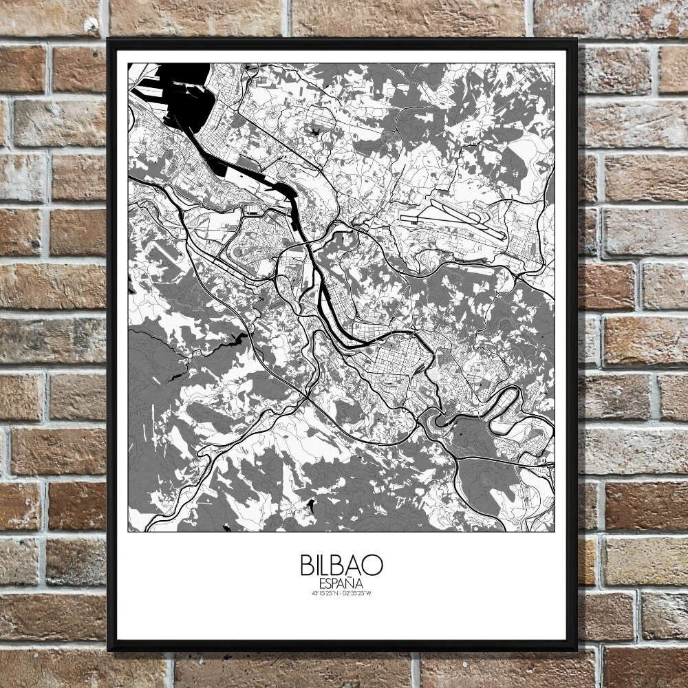 Poster carte de bilbao - Un grand marché