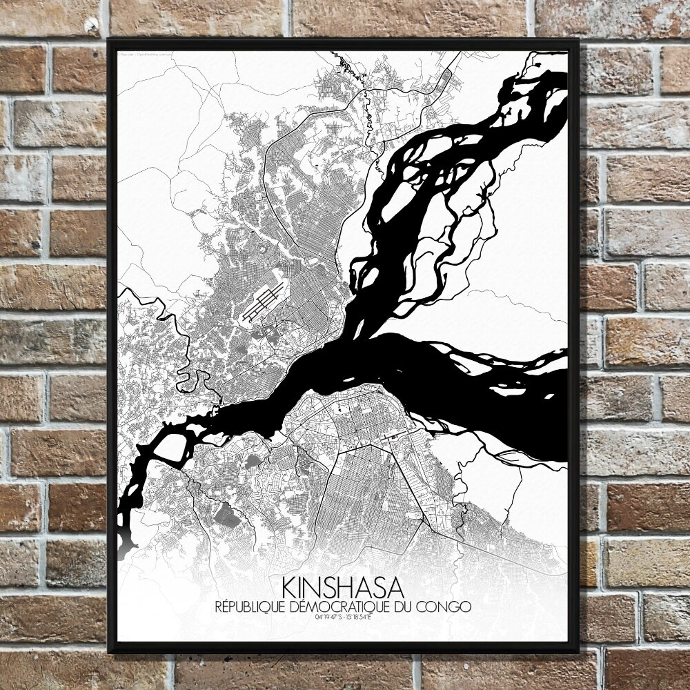 Poster carte de kinshasa - Un grand marché