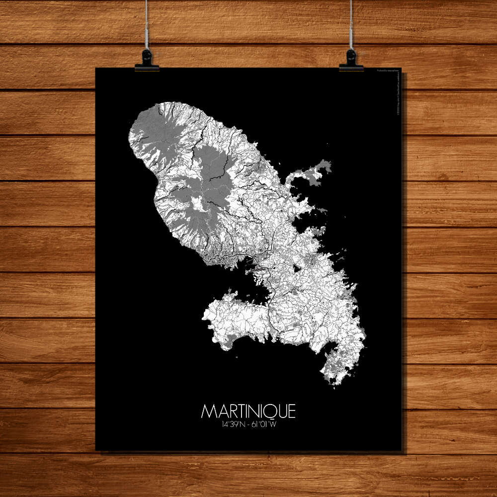 Poster carte de martinique - Un grand marché