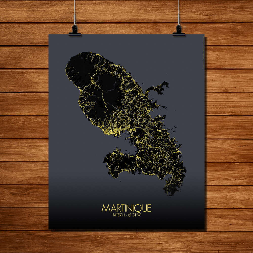 Poster carte de martinique - Un grand marché