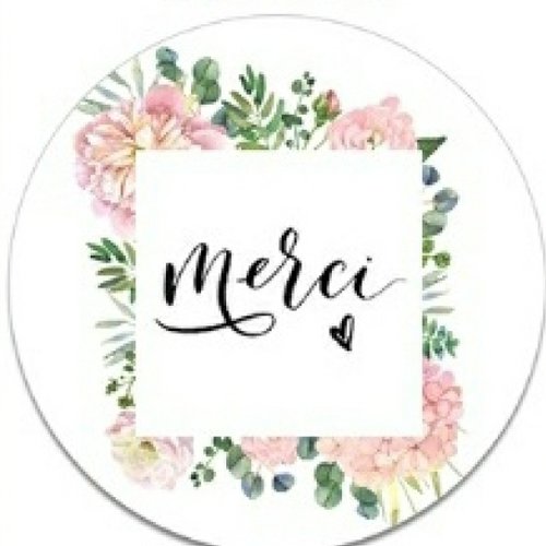 X 10 étiquettes autocollantes rondes stickers papier " merci " fleurs ...