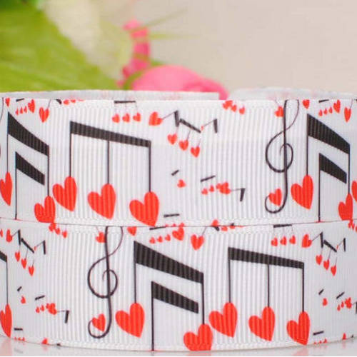 Ruban gros grain - ruban note de musique - cœurs - vendu au mètre - Un ...
