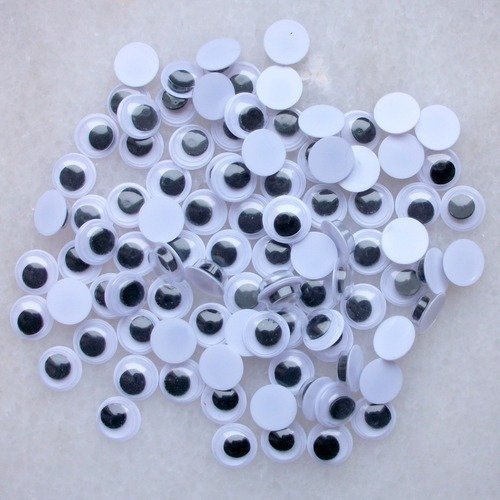 100 yeux mobiles de 10mm de diamètre oeil rond noir et blanc à coller ...