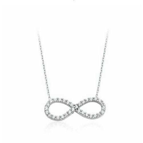 Collier chaîne avec pendentif signe infini en argent massif 925 serti ...