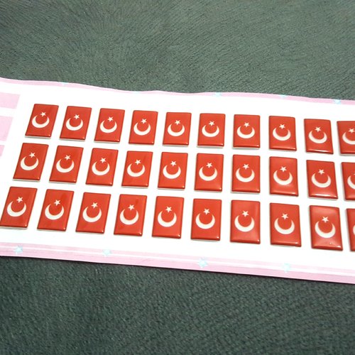 35 mini autocollants stickers drapeau turquie rouge et blanc lune ...