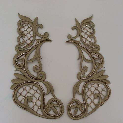 Applique à coudre brodée en fil dorée un peu en relief 39*14 cm - Un ...