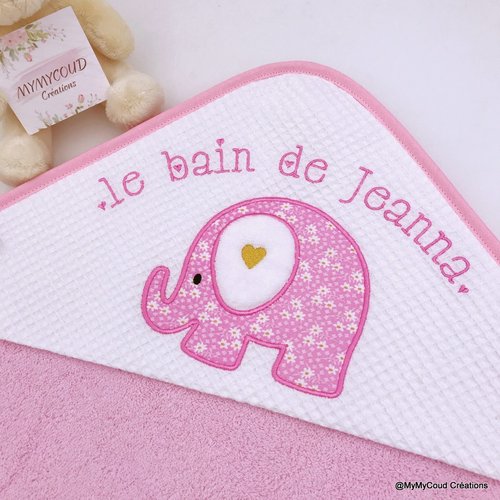 Sortie de bain / cape de bain bébé personnalisée éléphant - Un grand marché