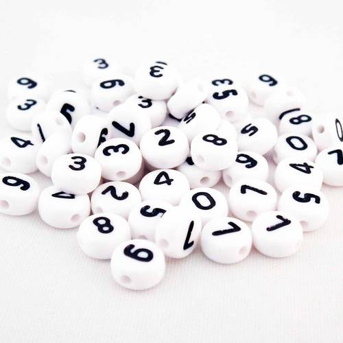 Nl42 - une perle numéro chiffre "0" blanche 7mm - Un grand marché